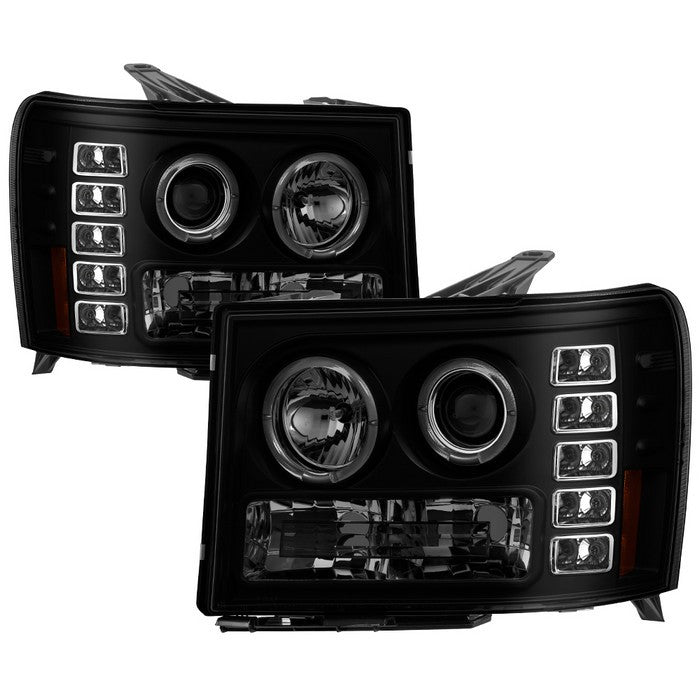 Spyder 08-13 GMC Sierra Denali Projector Headlights LED Black Smoked ...