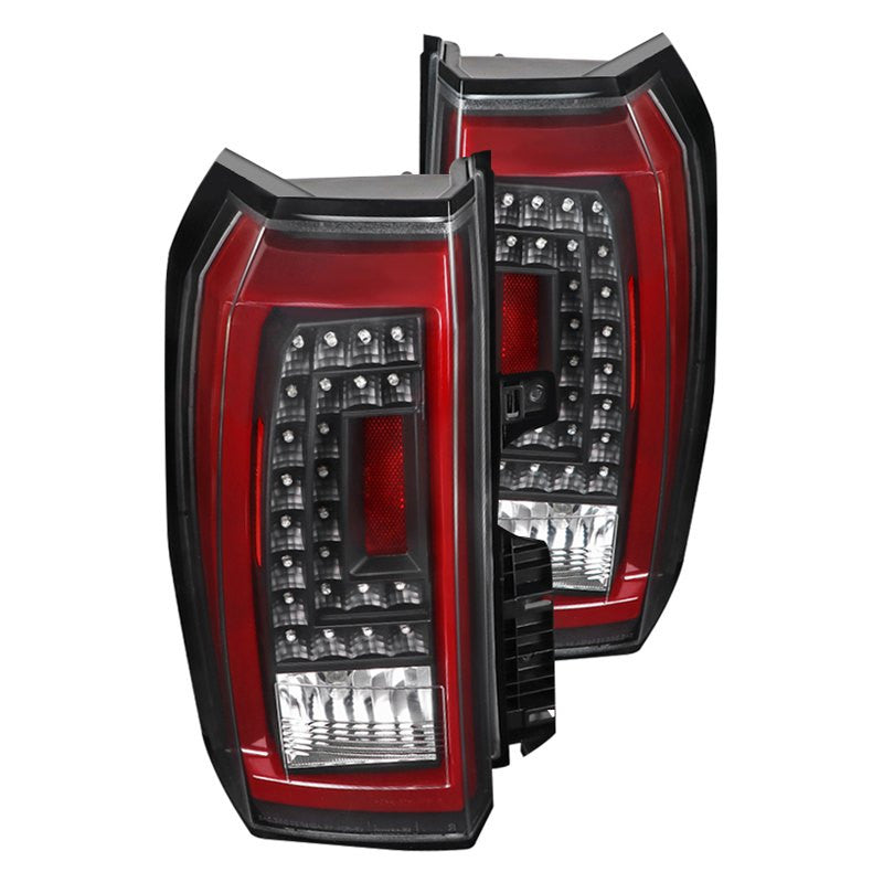 Spec-D 15-18 Chevy Tahoe Red LED Bar Black Tail Lights Clear Lens ...