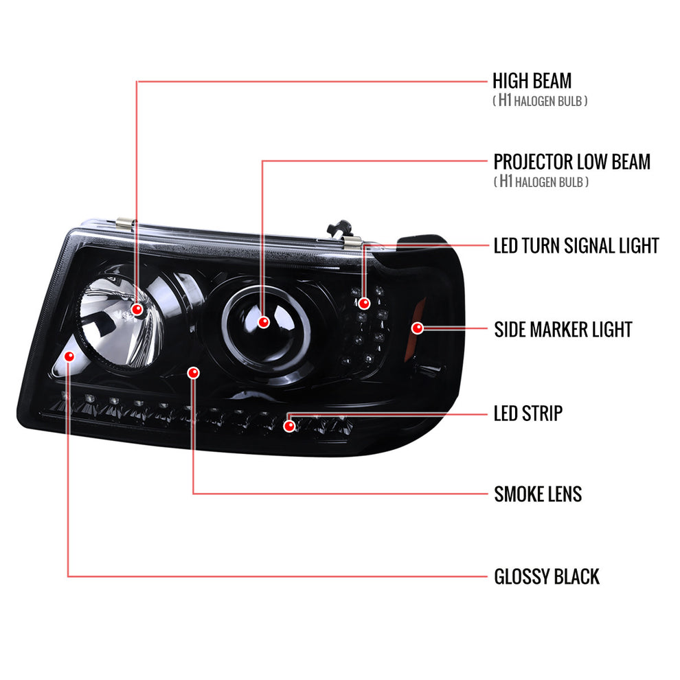 Spec-D 01-11 Ford Ranger Projector Headlights LED Singals Black – SEmotors.com