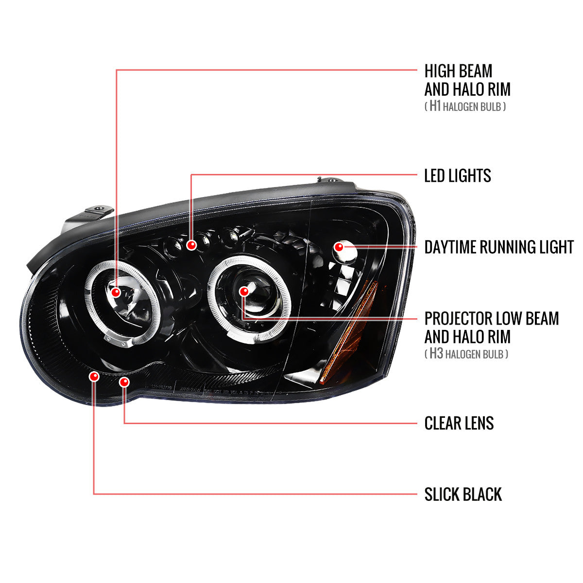Spec-D 04-05 Impreza Halo LED Projector Headlights Black – SEmotors.com