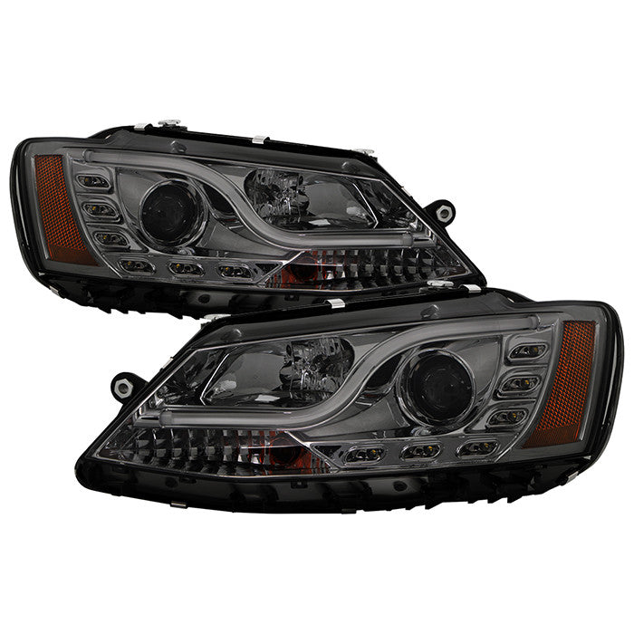 Spyder VW Jetta 11-14 LED Bar DRL Projector Headlights Smoked ...